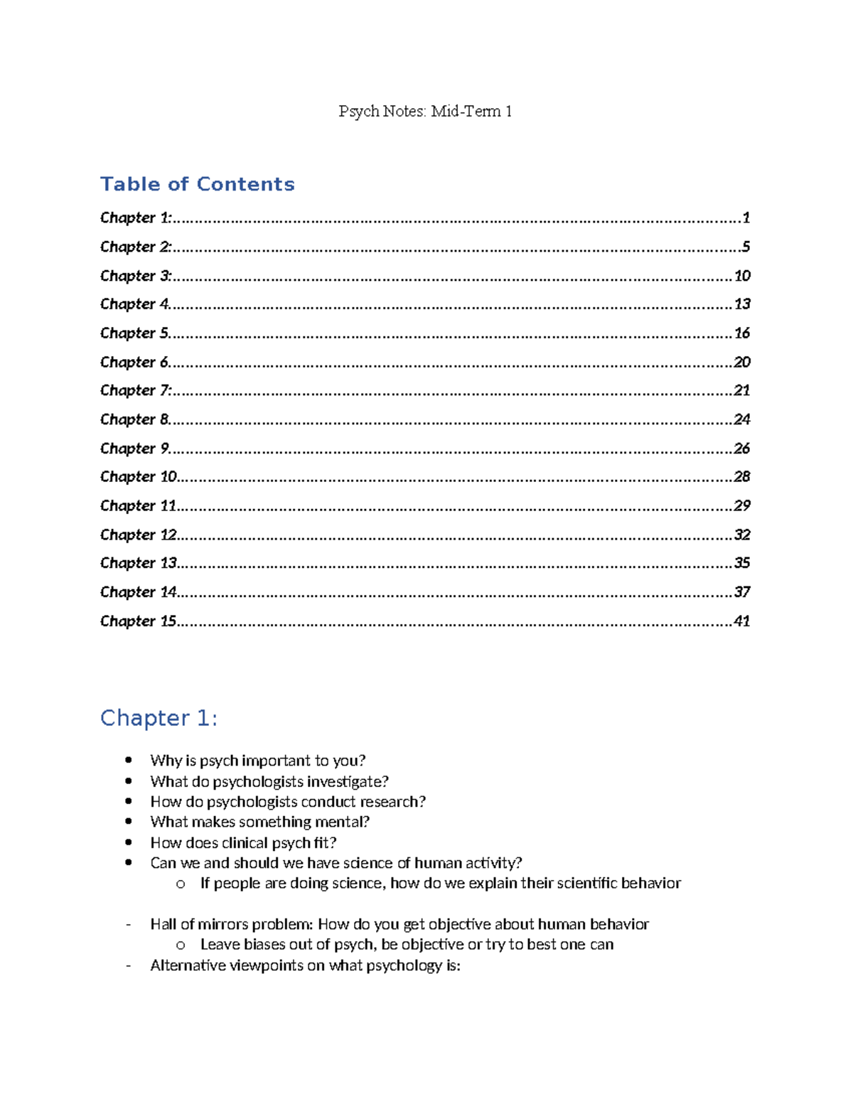 Psych Notes - - Studocu