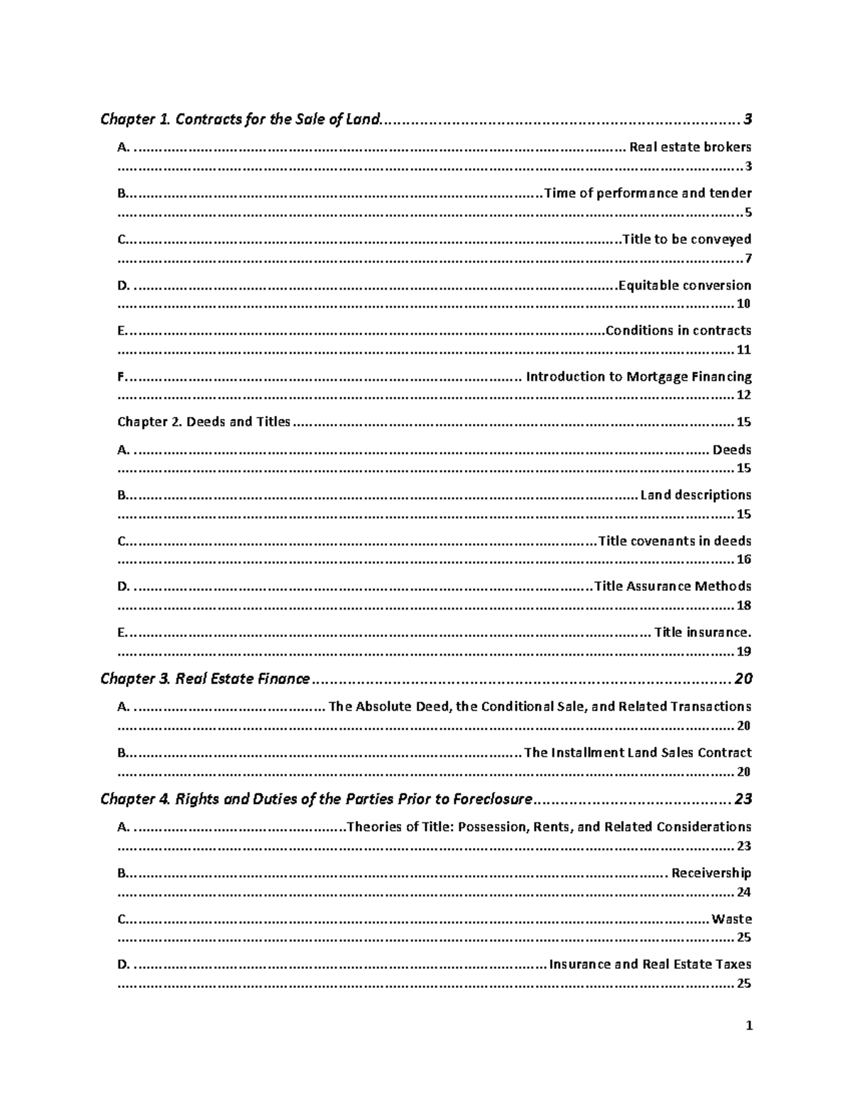 Real estate note 6-20 - Chapter 1. Contracts for the Sale of - Studocu