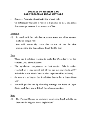 Introduction TO Nigeria Legal Method by Sanni Abiola - CHAPTER ONE LAW ...