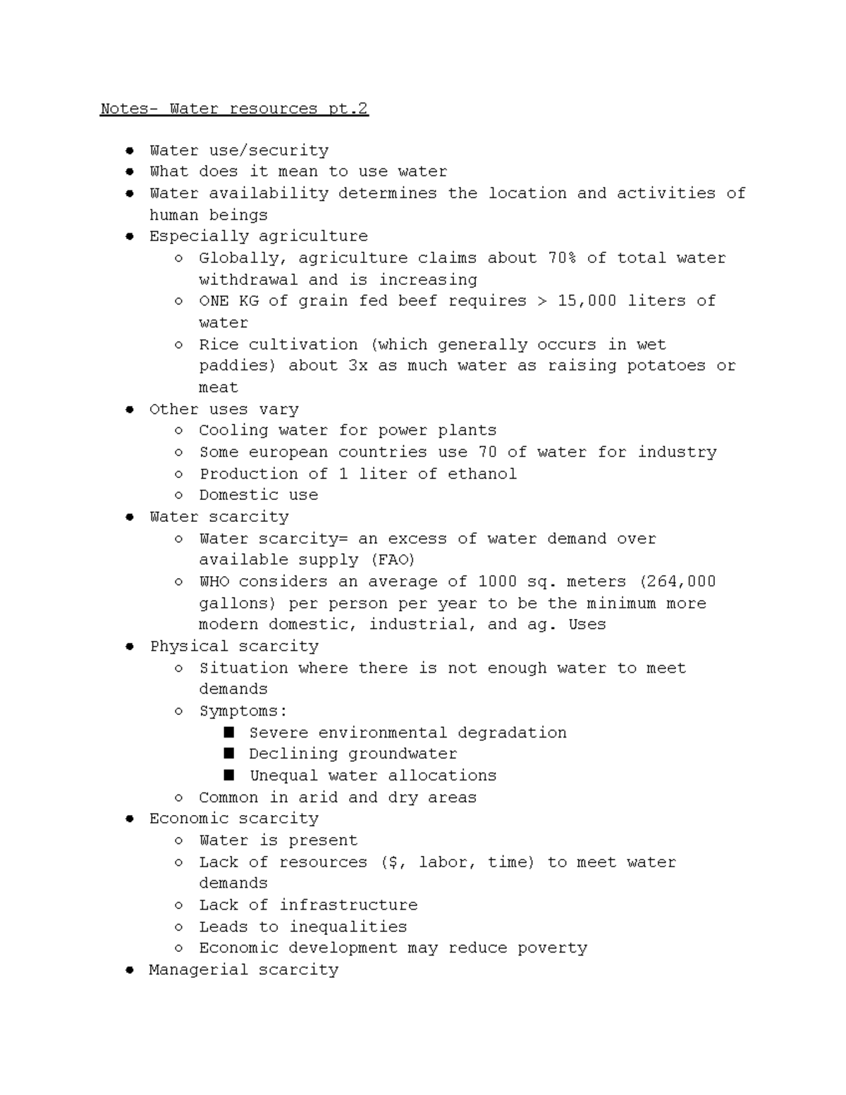 Global Environmental Issues Notes 21 - Notes- Water resources pt. Water ...