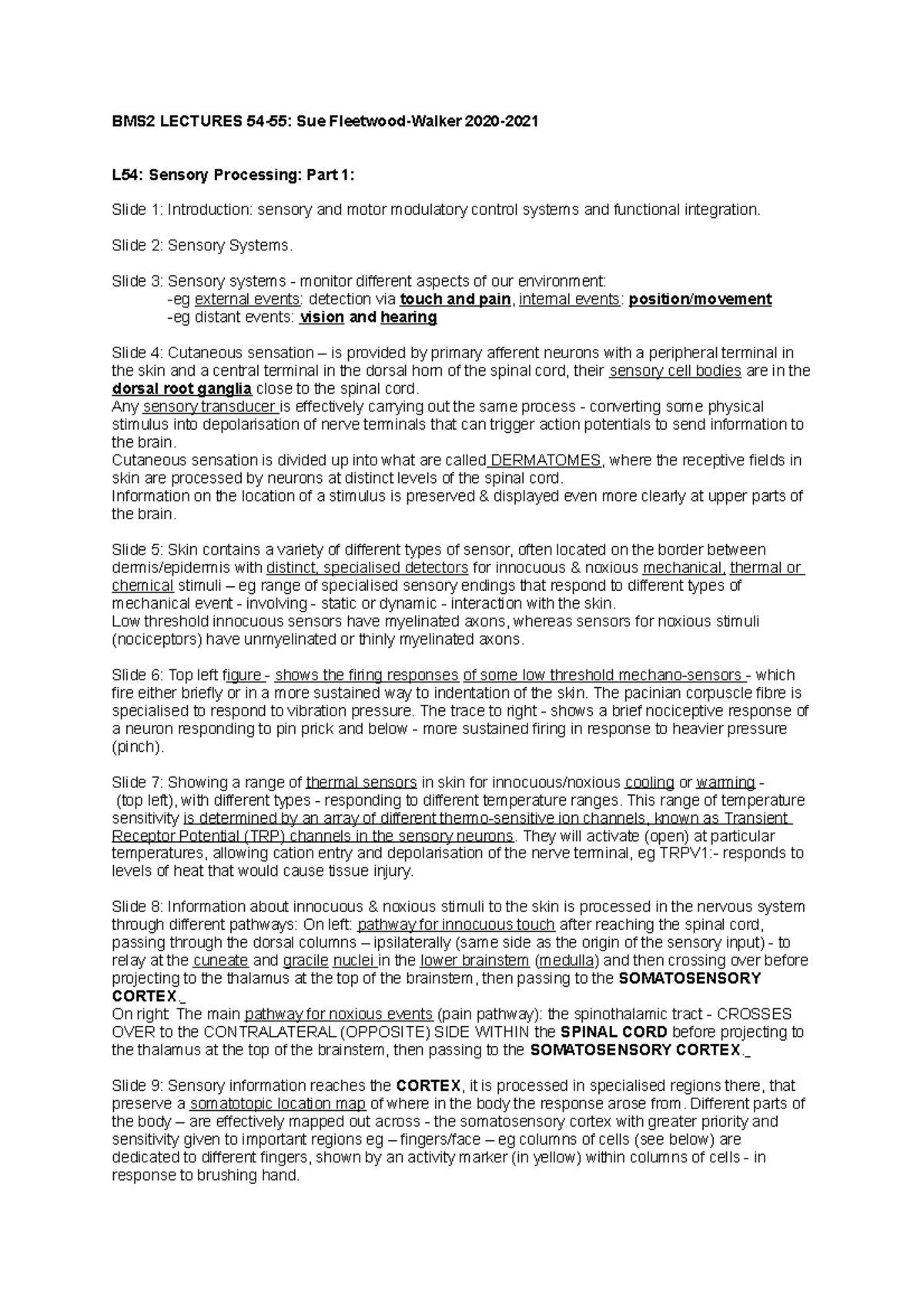 BMS2 lecture 54-55 notes - BIME08007 - Edin - Studocu