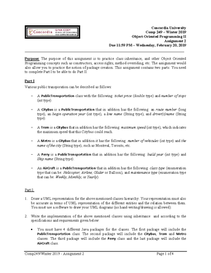 Outline - Comp249_W19_Assg1.pdf - Concordia University Comp 249 Programming II Course Outline ...