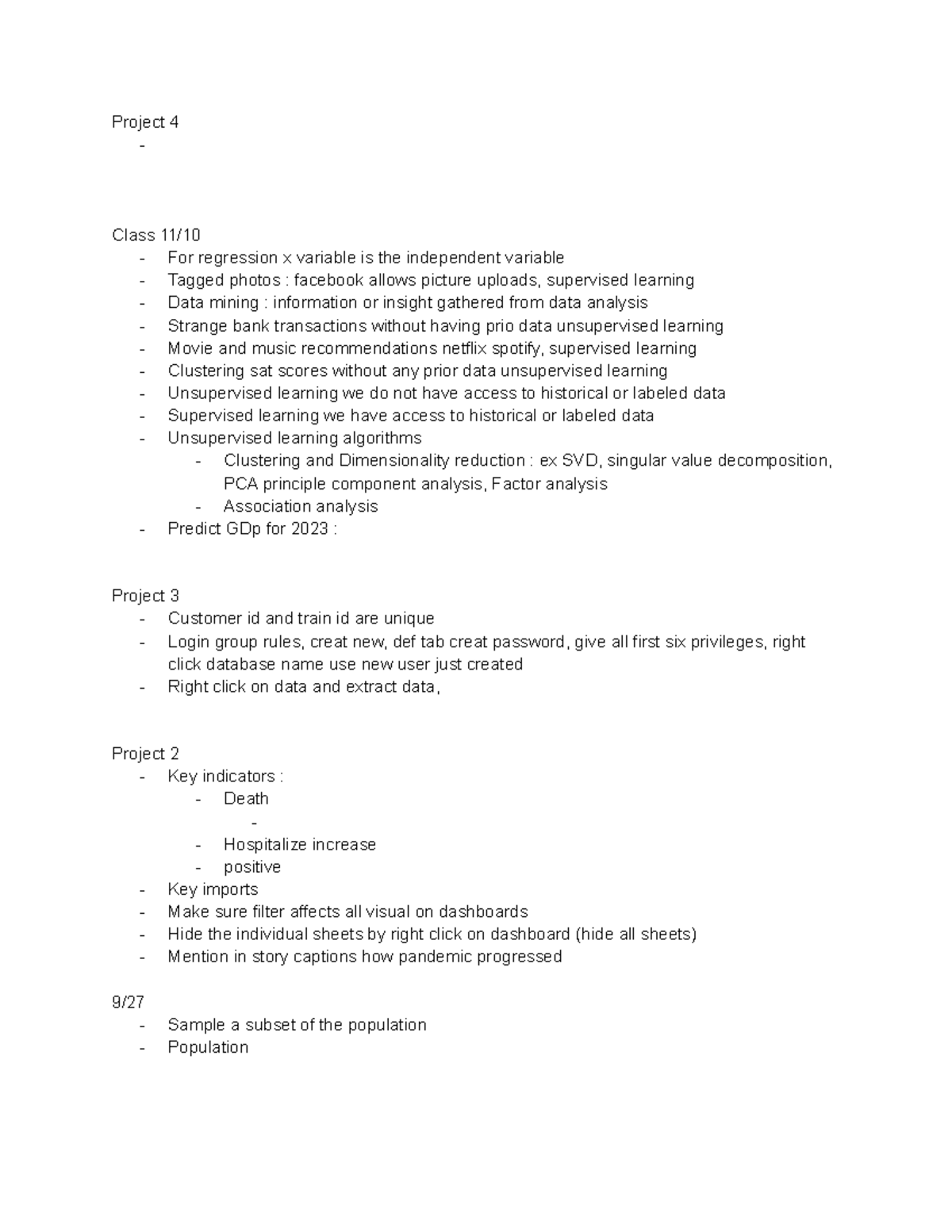BUS 351 Pre Analytics for Business - Project 4 - Class 11/ - For ...