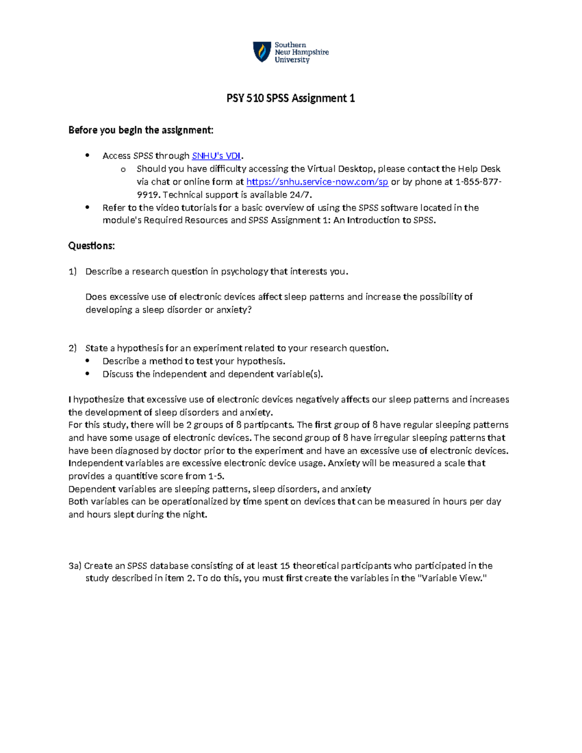PSY 510 SPSS Assignment 1 - PSY 510 SPSS Assignment 1 Before you begin the assignment: Access ...