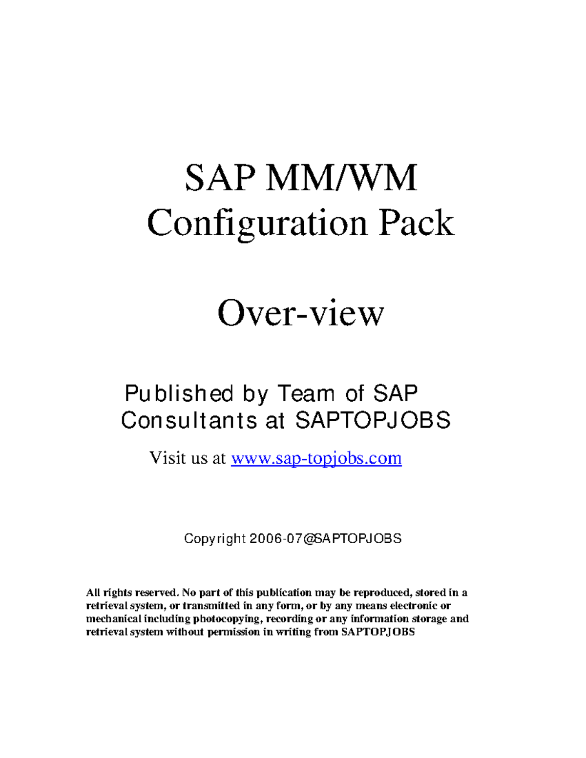 Sapmm - course - SAP MM/WM Configuration Pack Over-view Published by Team of SAP Consultants at ...