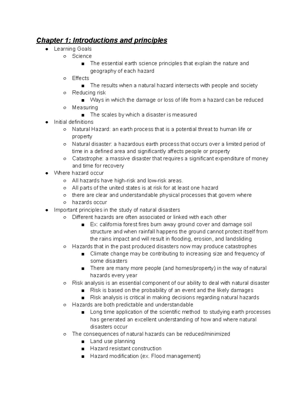 Natural Disasters Notes - Chapter 1: Introductions and principles ...