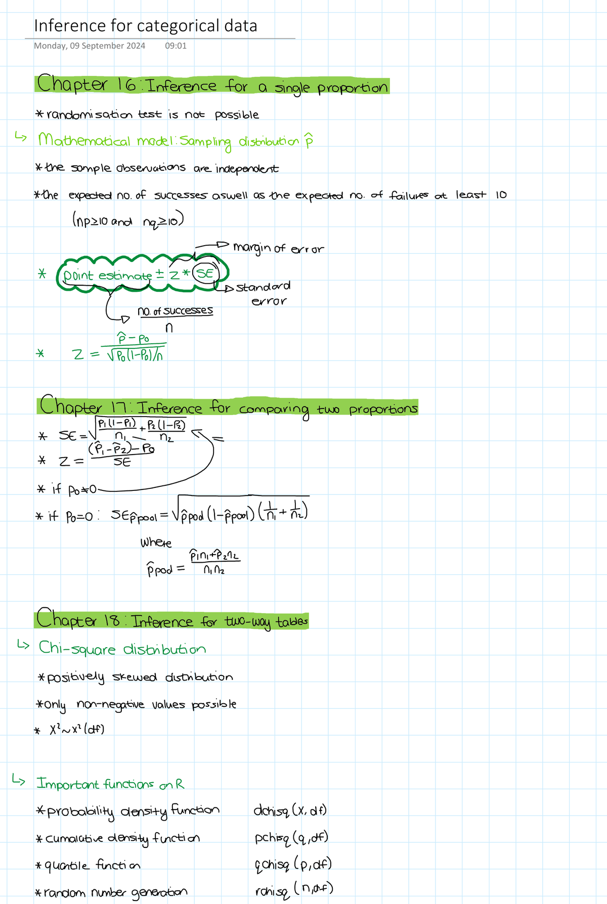Inference for categorical data - of successes aswell as the expected no. of failures at least 10 ...