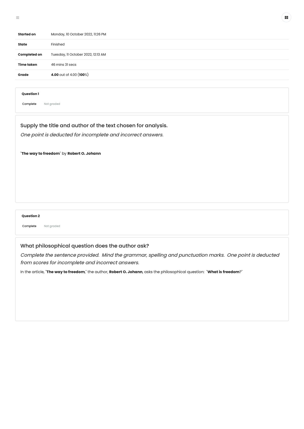 Mission-1- Secondary- Reflection - Answers -Attempt-review - Started on ...