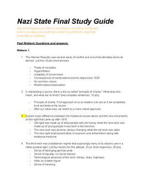 Nazi State Midterm 3 study - Harald Zils - F10/24 Technologies of Power ...