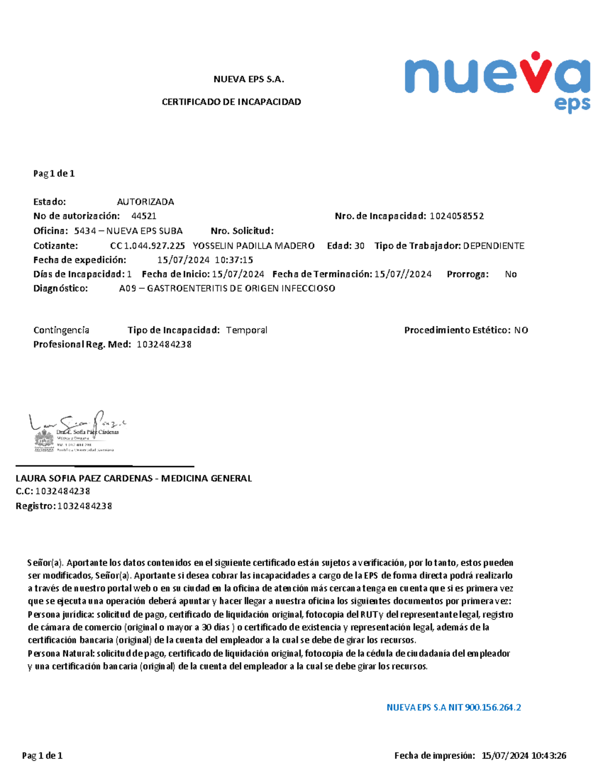 preparacion de docs para el proyecto final - Pag 1 de 1 NUEVA EPS S ...