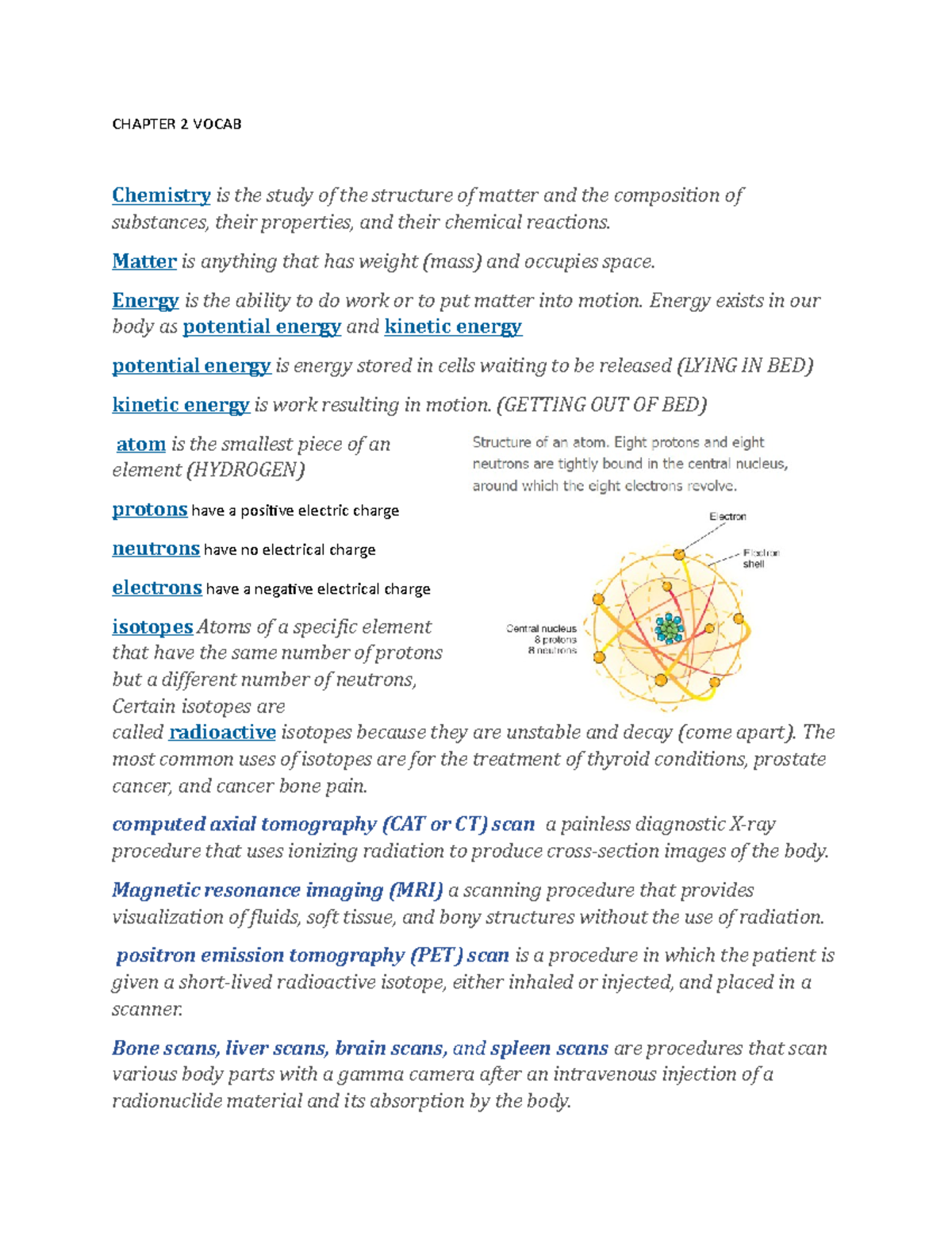 Chapter 2 study - CHAPTER 2 VOCAB Chemistry is the study of the ...