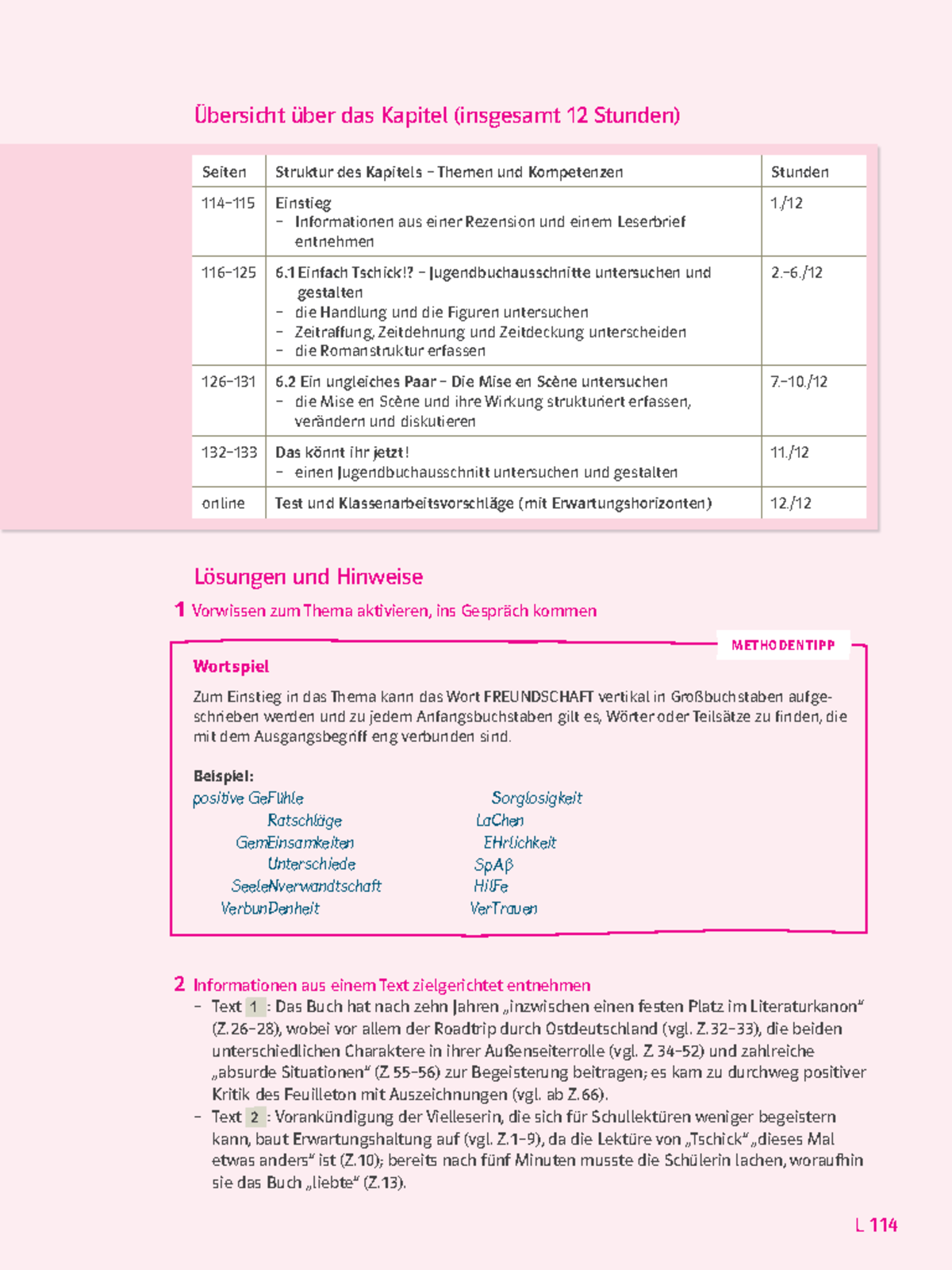 Unterrichtsmaterial Klett - Übersicht über das Kapitel (insgesamt 12 ...