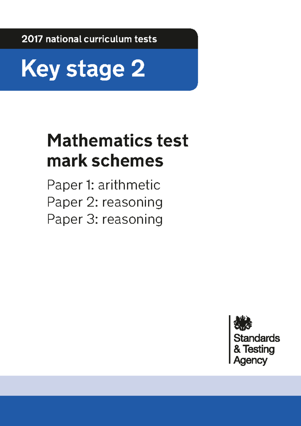 2017 key stage 2 mathematics mark schemes - Mathematics test mark ...