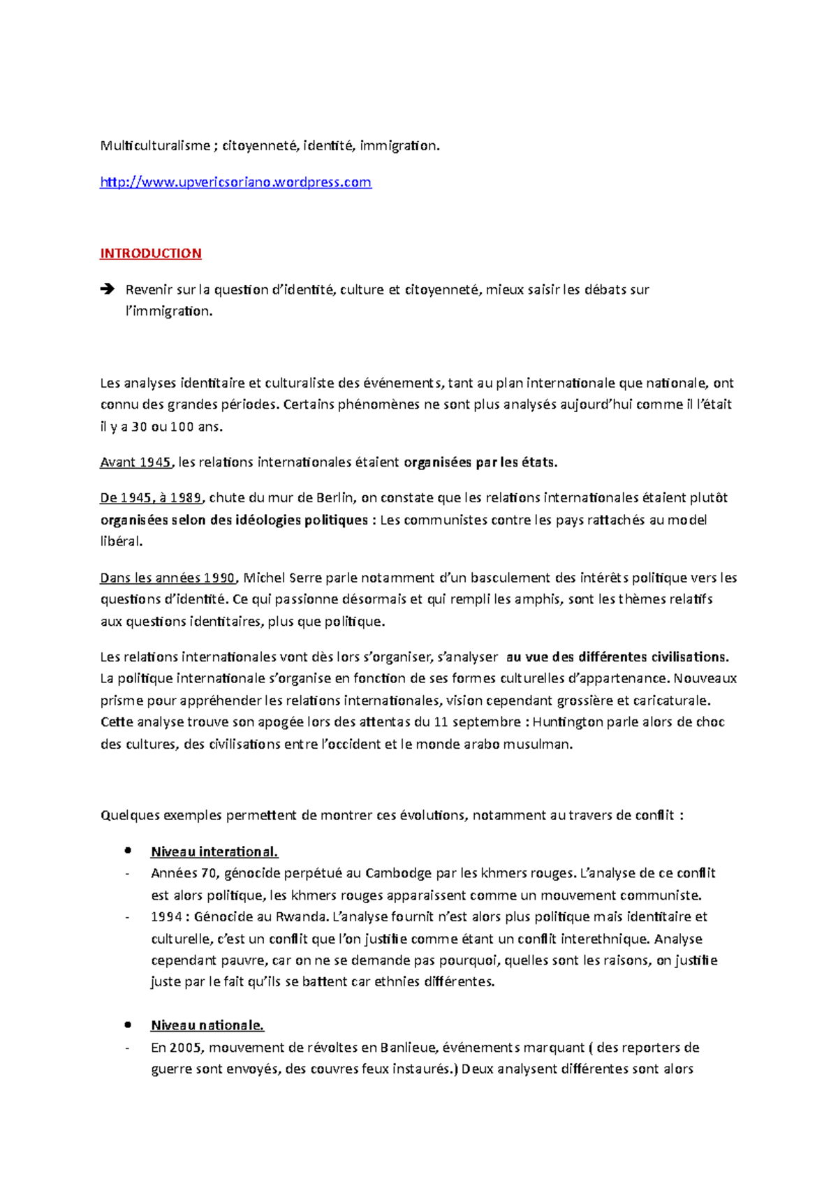 Cours Multiculturalisme cai - Multiculturalisme ; citoyenneté, identité ...