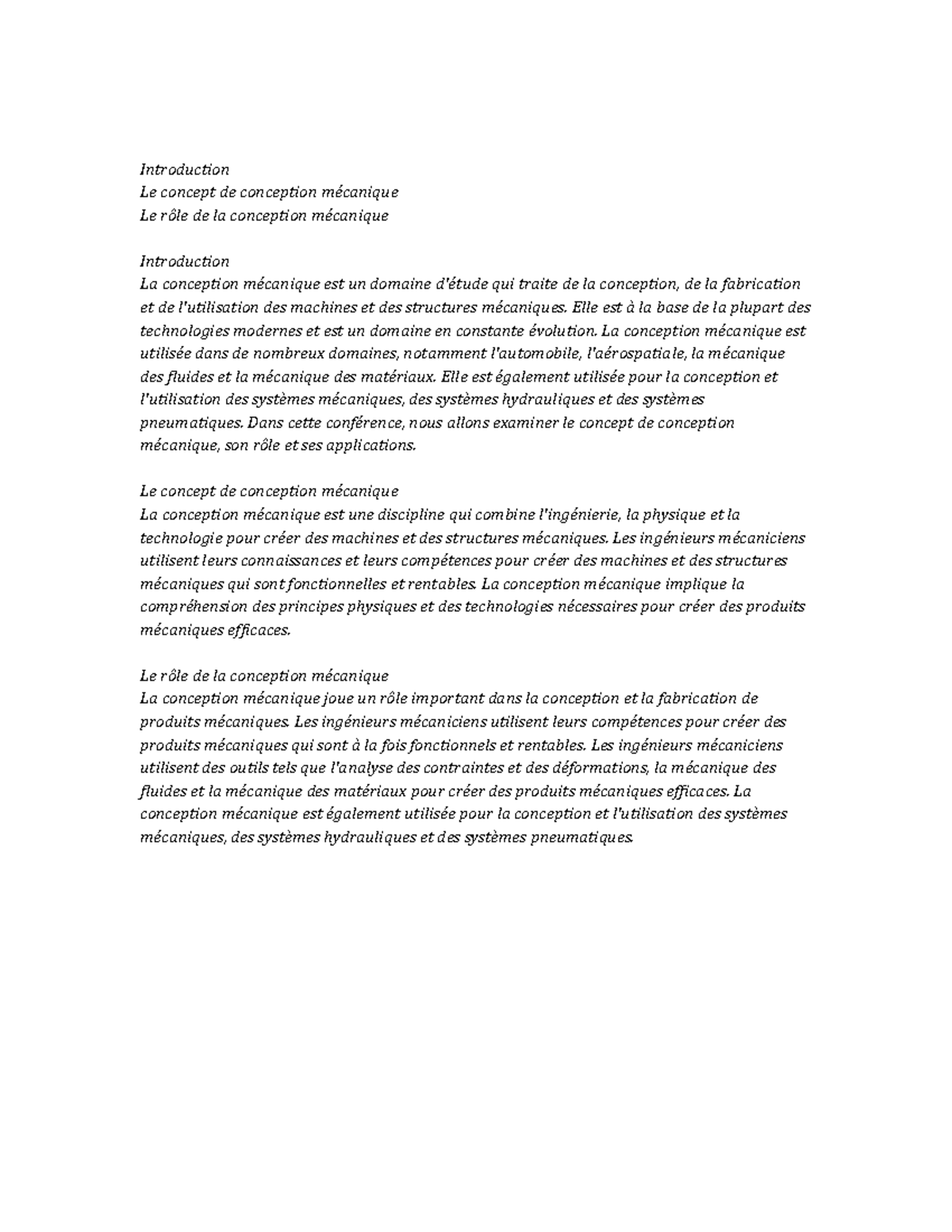 Mechanical Design Study Notes - Introduction Le concept de conception ...