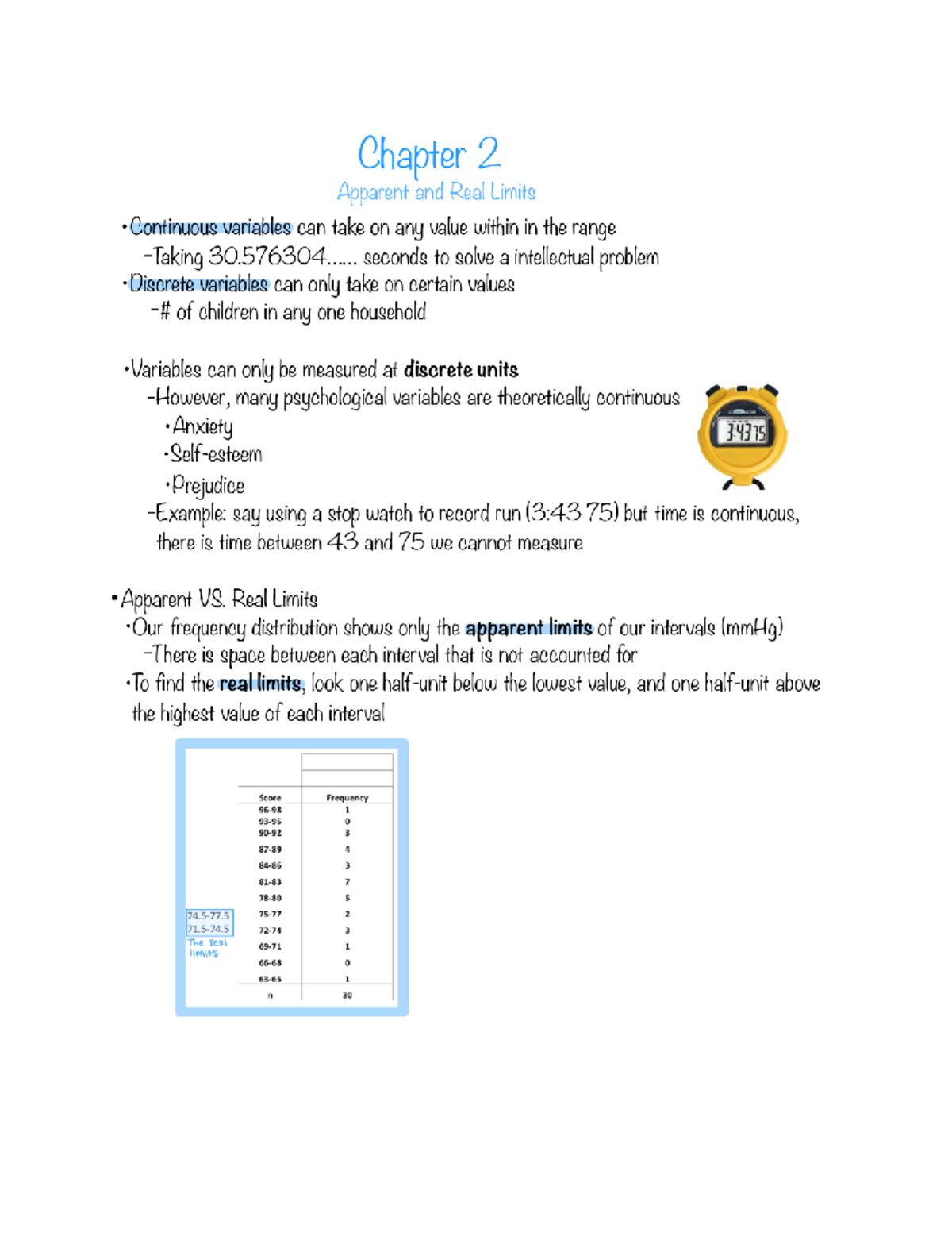 Chapter 2: apparent and real limits - PSY216 - Studocu