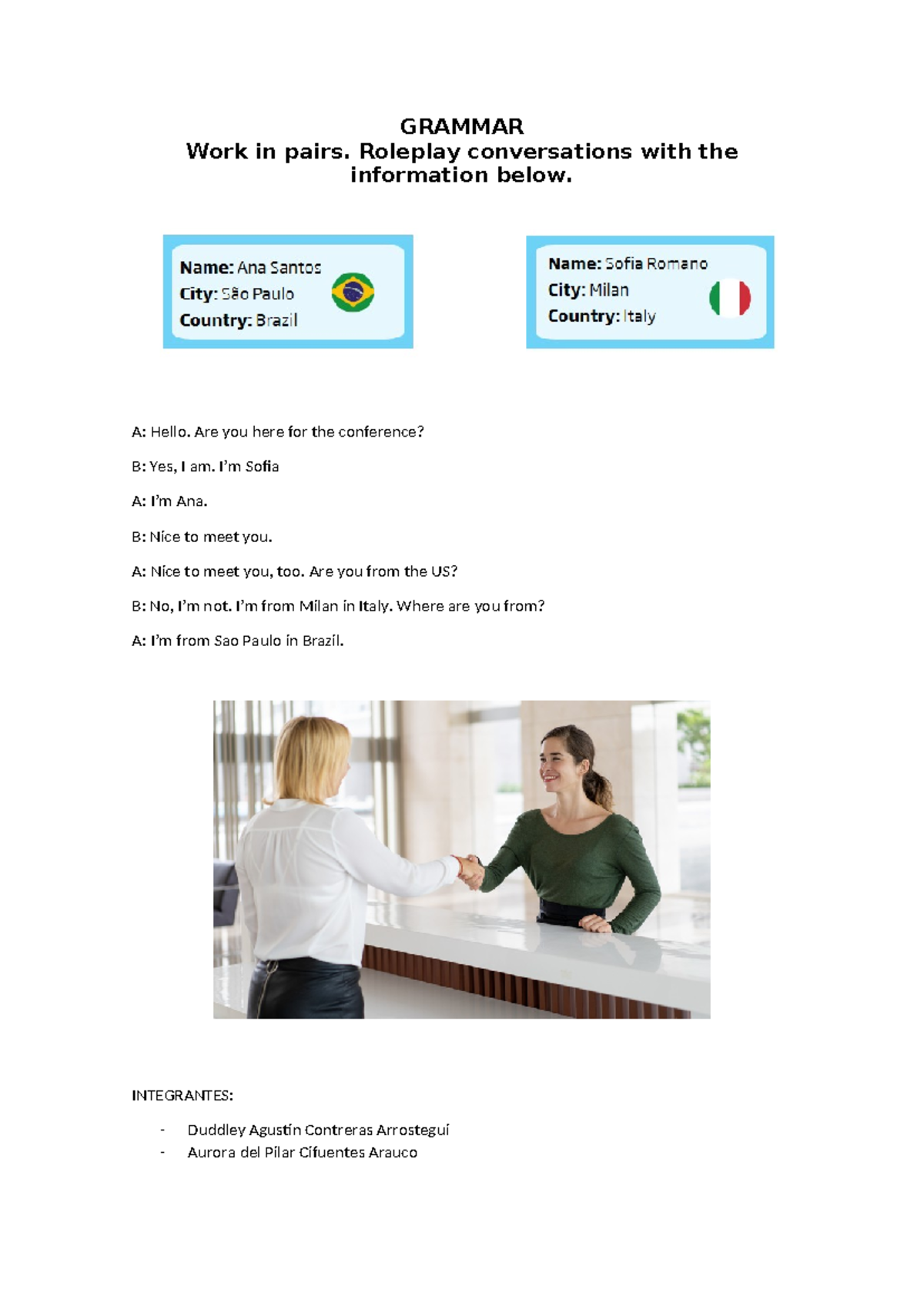 Lenguaje etico de valoracion - Derecho Romano - GRAMMAR Work in pairs ...