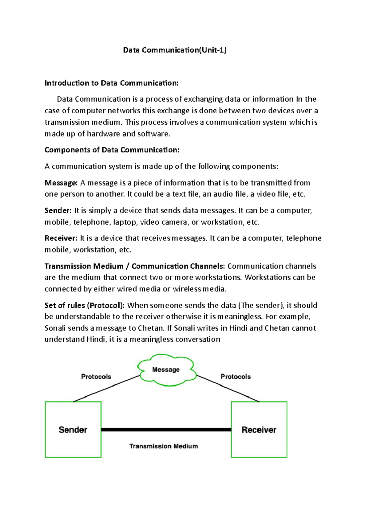 Data Communication(unit-1) - Data Communication(Unit-1) Introduction to Data Communication: Data ...