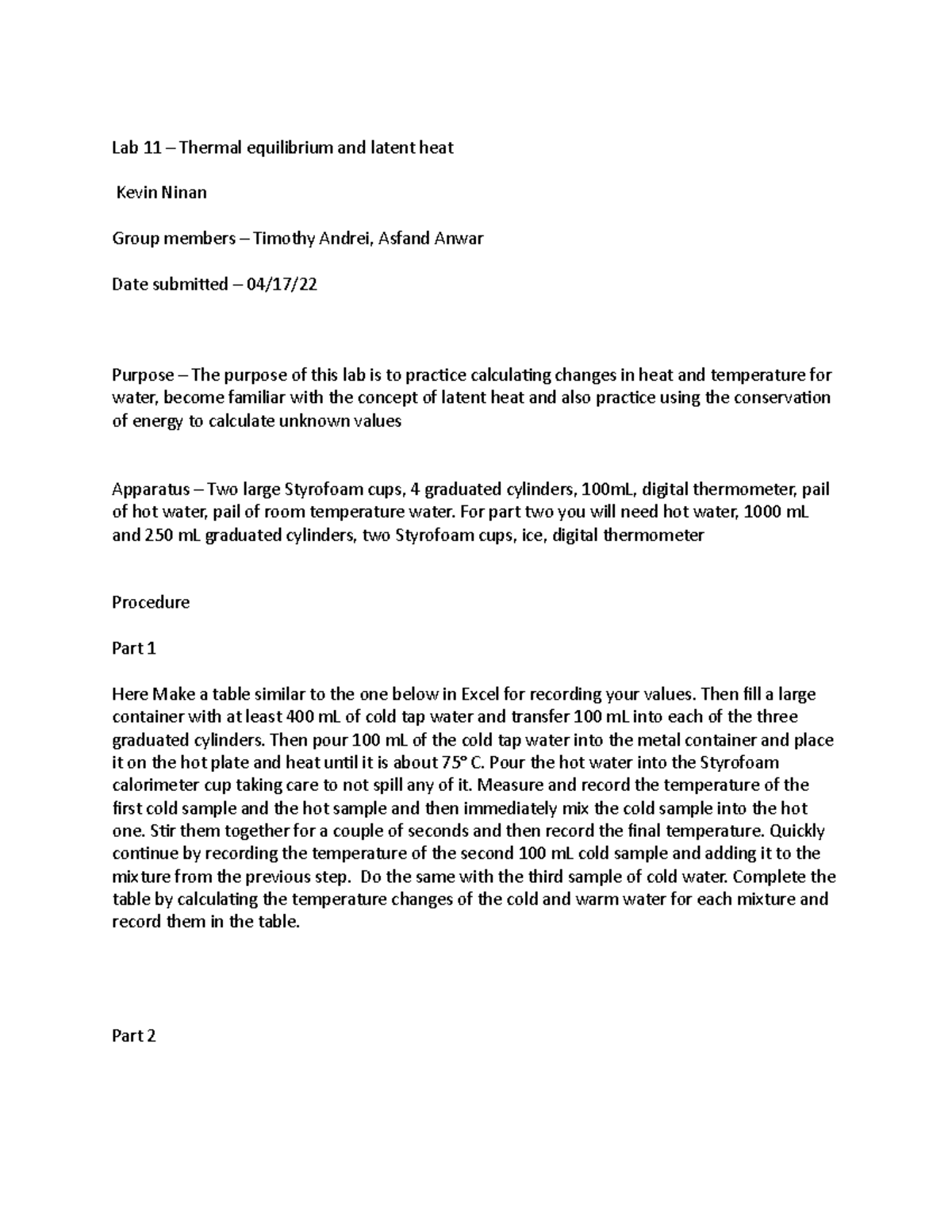 Lab 11 - Providing a in depth, complete and well written description of ...