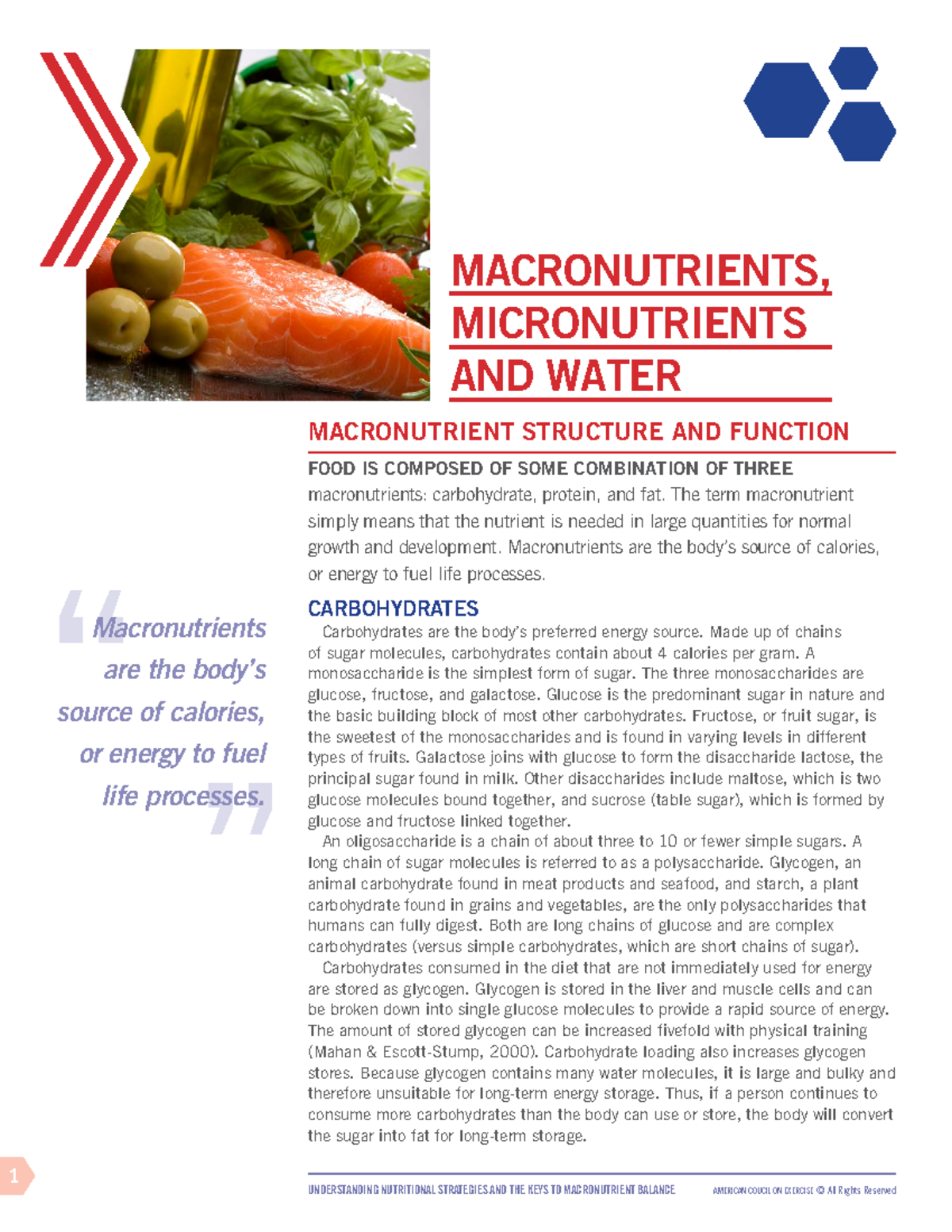 Nutrients - Ghhh - 1 MACRONUTRIENT STRUCTURE AND FUNCTION ####### FOOD ...