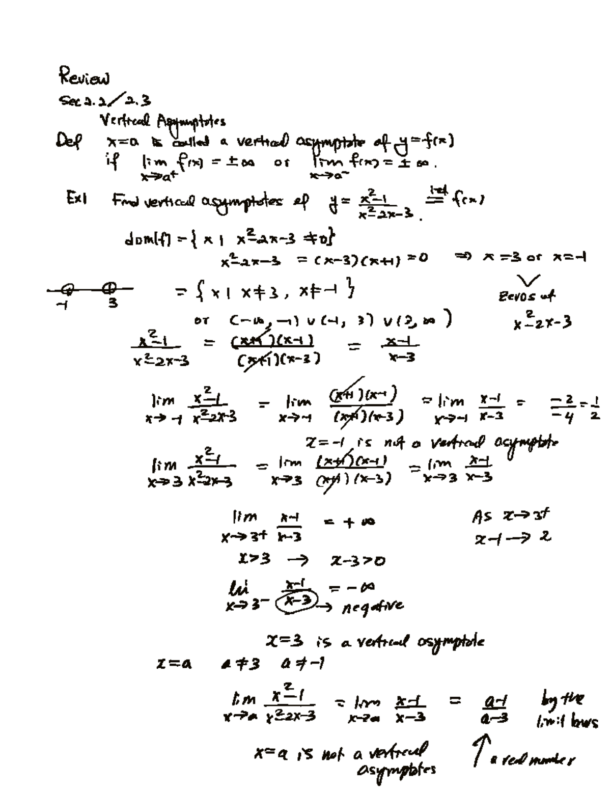 Note Jan 15, 2024 - Lectures notes on limits - Review secs Kf ...