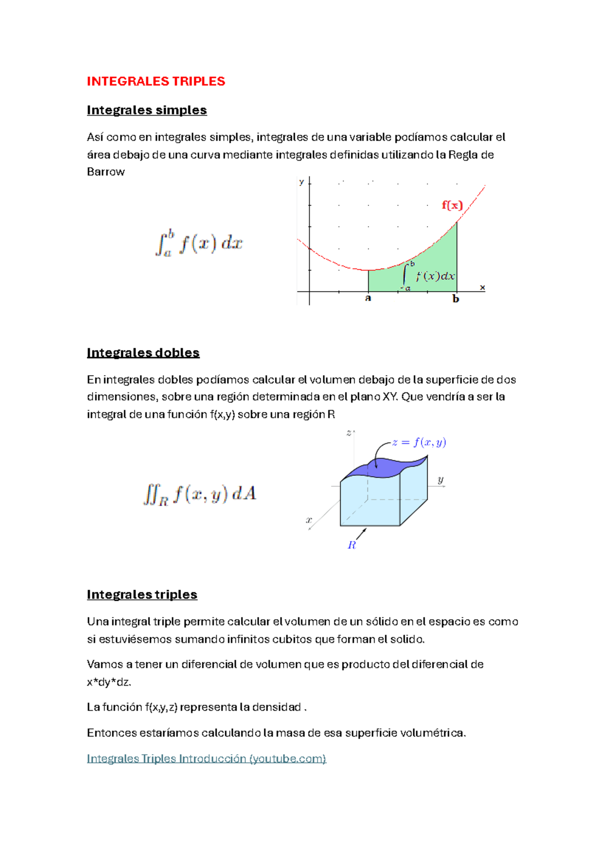 Integrales Triples - INTEGRALES TRIPLES Integrales simples Así como en integrales simples, - Studocu