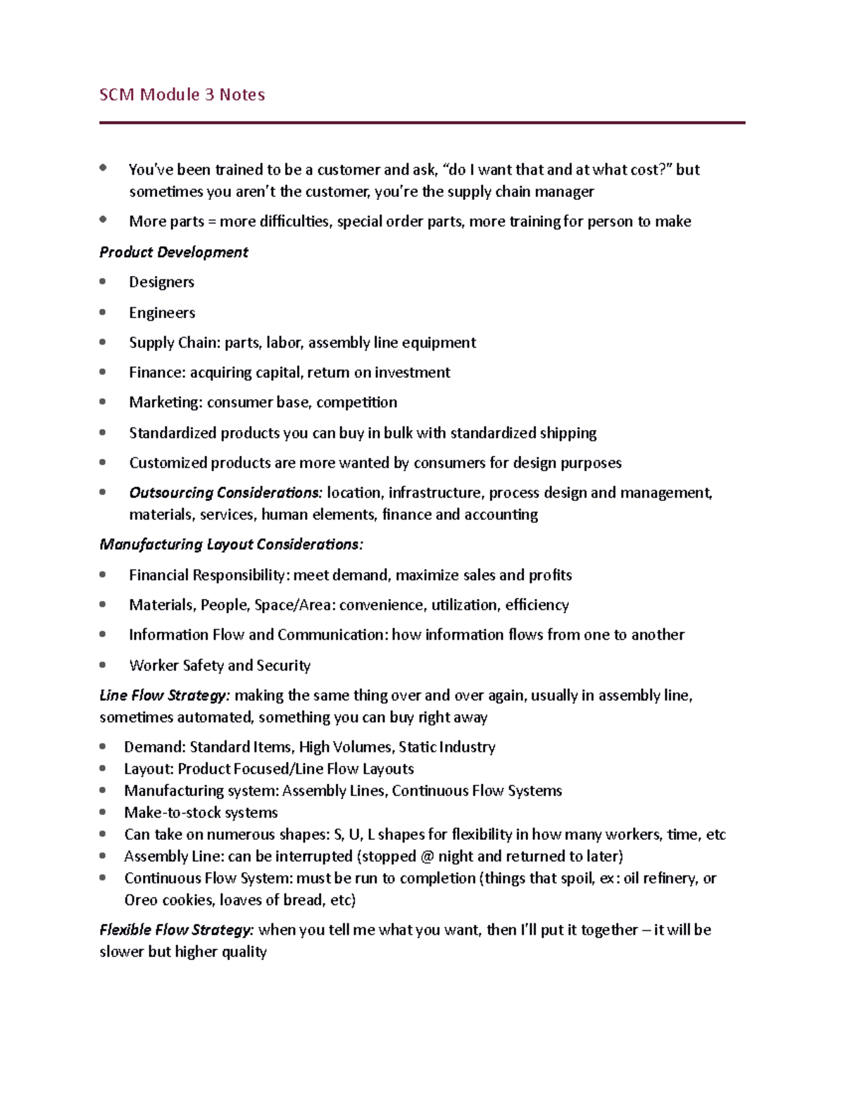 SCM Module 3 Notes - SCM Module 3 Notes You’ve been trained to be a ...