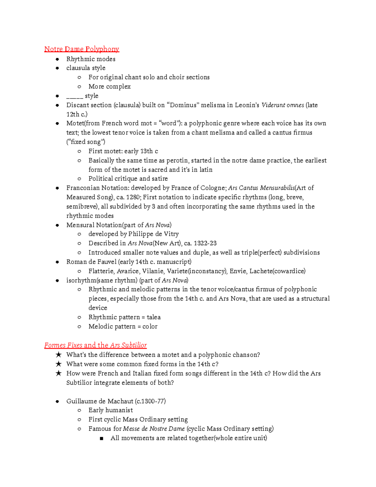 Music History Notes - Notre Dame Polyphony Rhythmic modes clausula ...