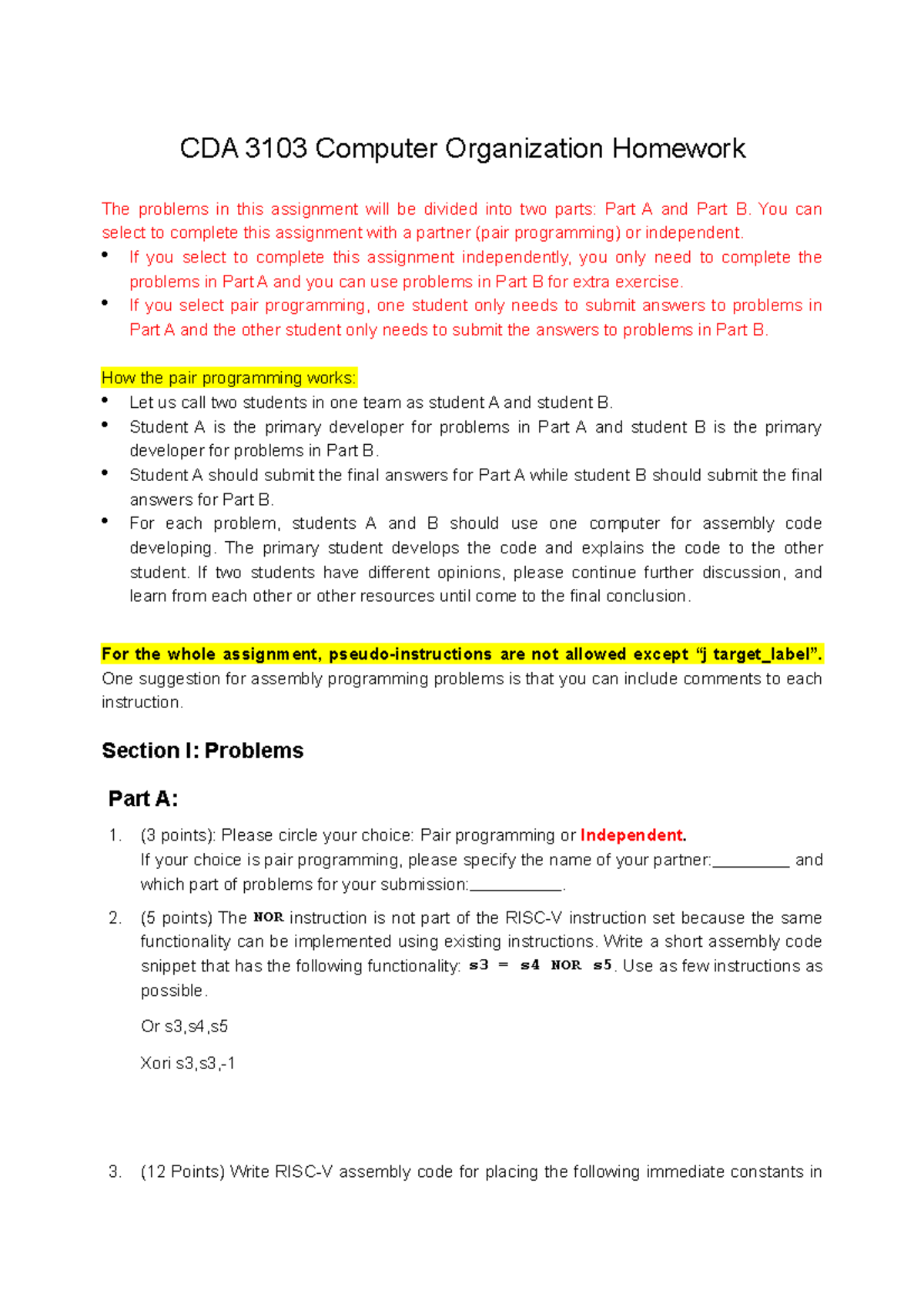 CDA 3103 Module 4 (RISC-V) - CDA3103 - USF - Studocu