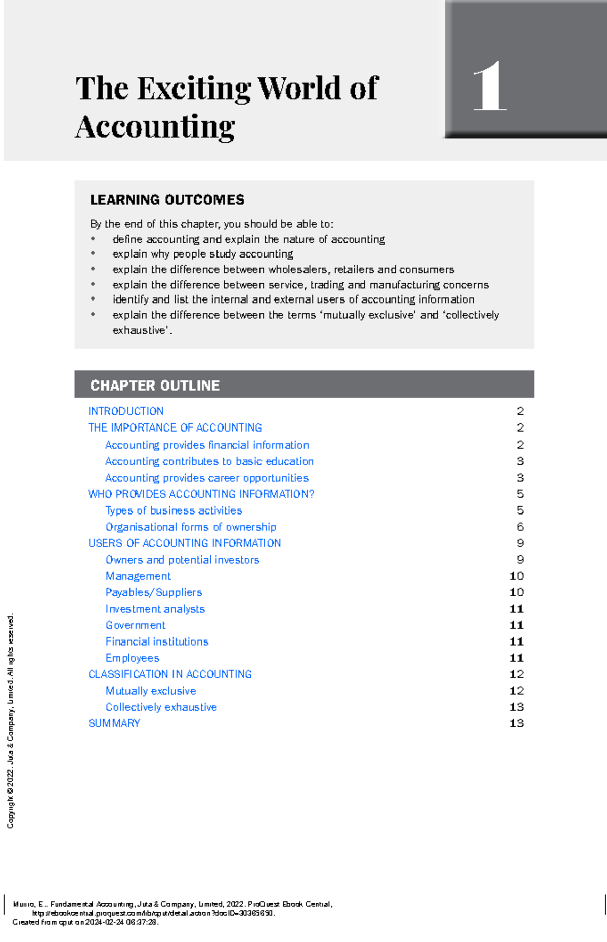 Fundamental Accounting - (Chapter 1 The Exciting World of Accounting ...