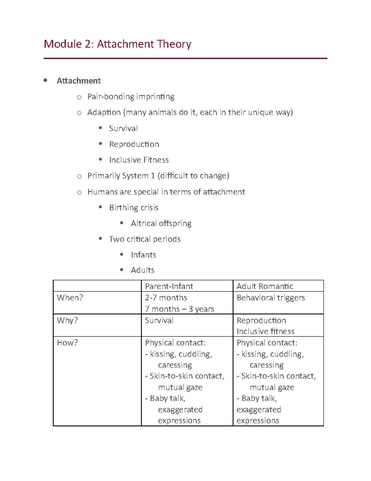 Module 2-Attachment Theory - Module 2: Attachment Theory Attachment o ...
