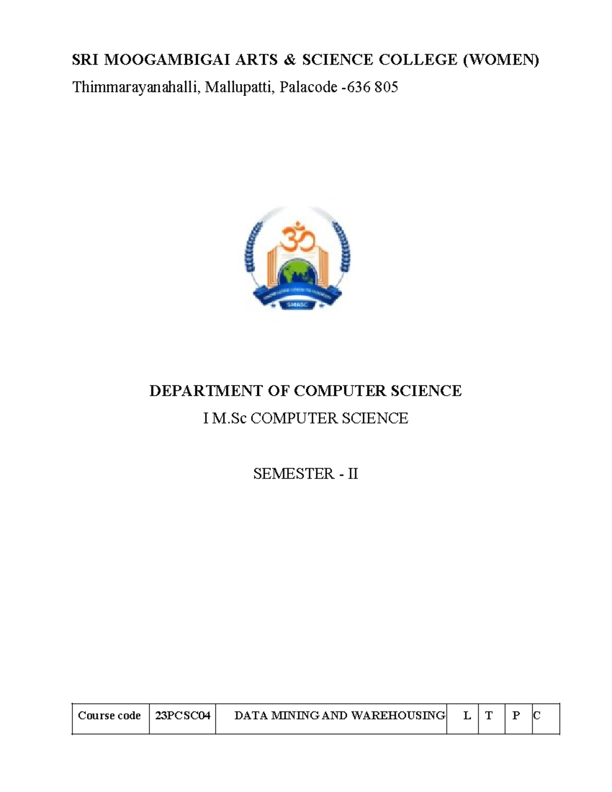 Datamining- Notes - SRI MOOGAMBIGAI ARTS & SCIENCE COLLEGE (WOMEN ...