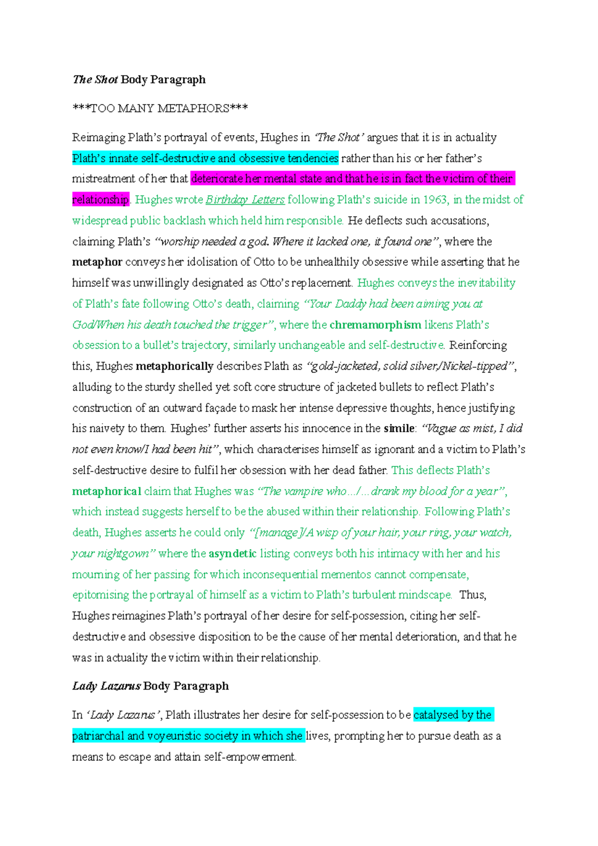 COMM1110 practice material 12 - The Shot Body Paragraph TOO MANY ...
