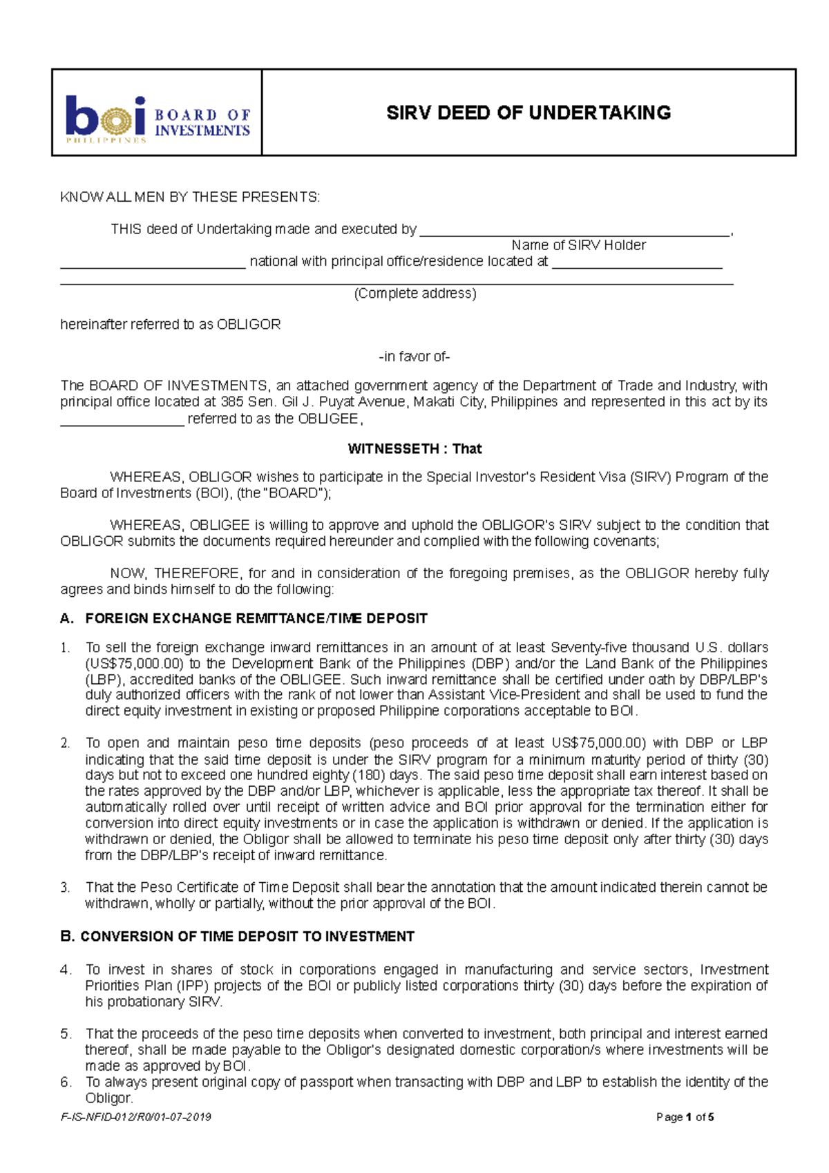 F IS NFID 012 - practice - KNOW ALL MEN BY THESE PRESENTS: THIS deed of ...