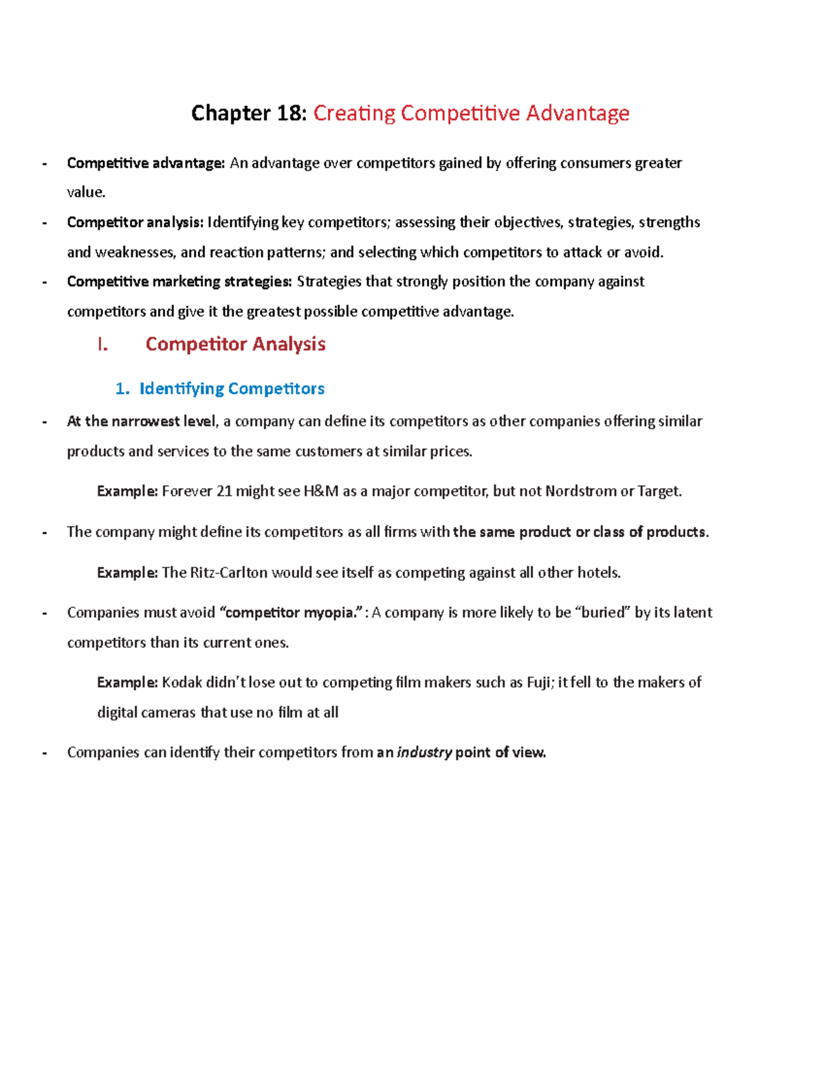 Chap 18 Principles of Marketing - Chapter 18: Creating Competitive ...