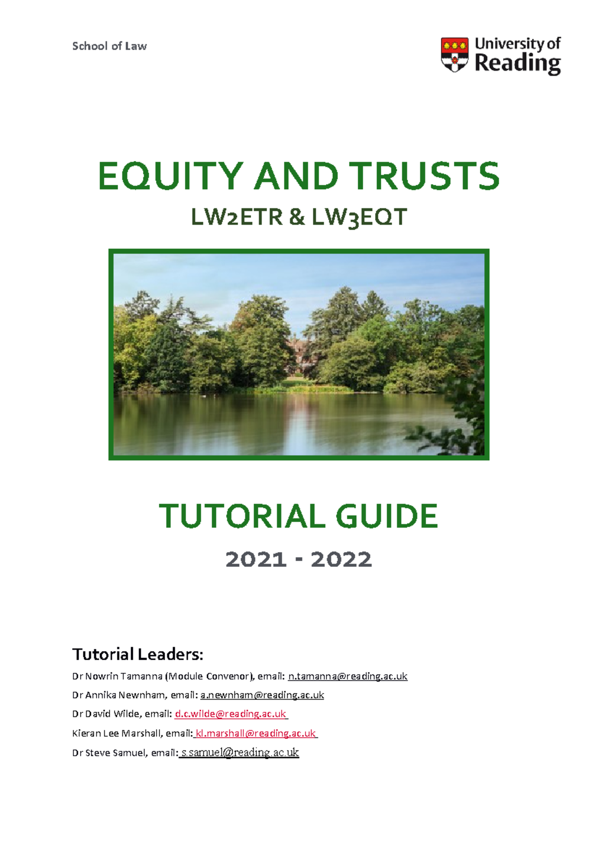 Equity and Trusts Tutorial Guide 2021 2022 - EQUITY AND TRUSTS LW2ETR ...