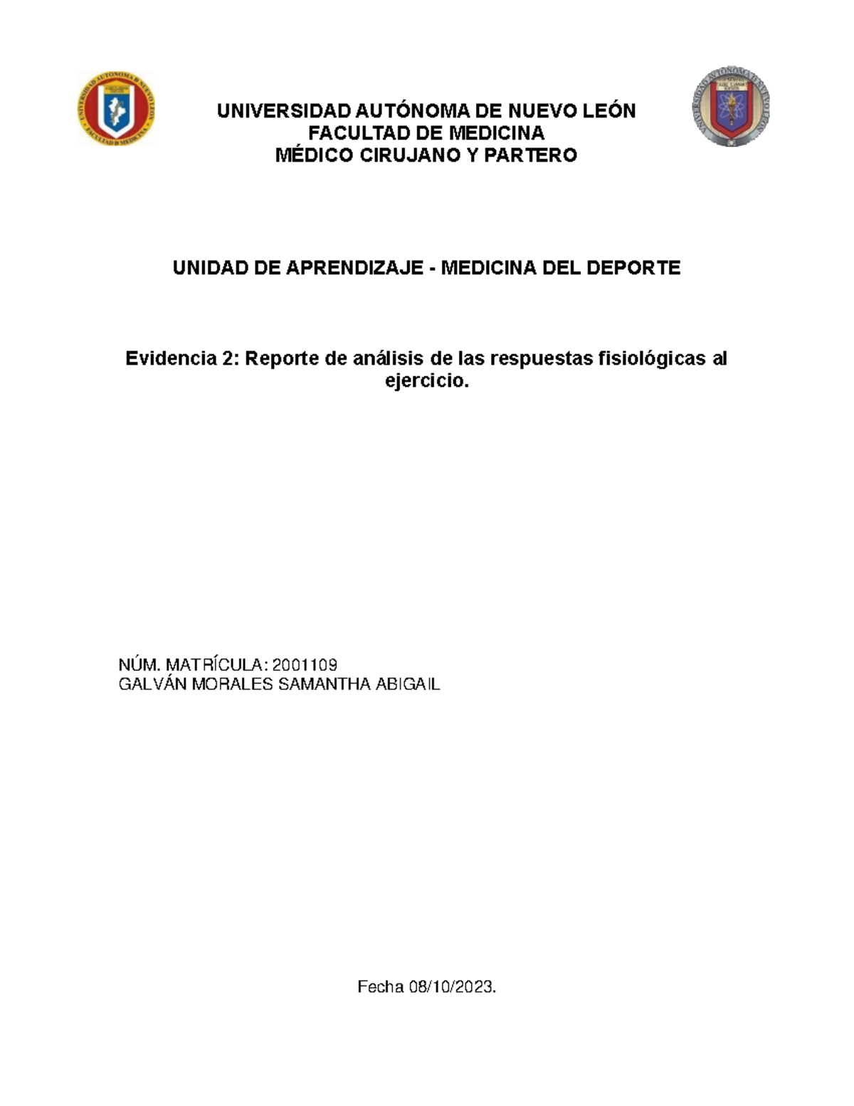E2 Reporte de análisis de las respuestas fisiológicas al ejercicio ...