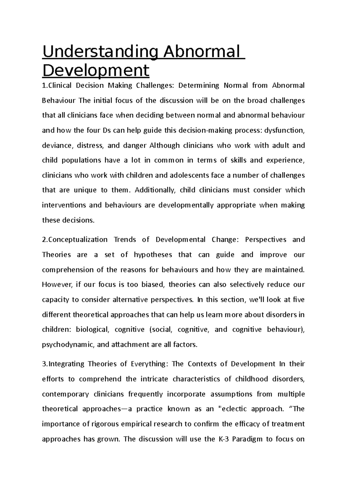 Understanding Abnormal Development - Understanding Abnormal Development ...