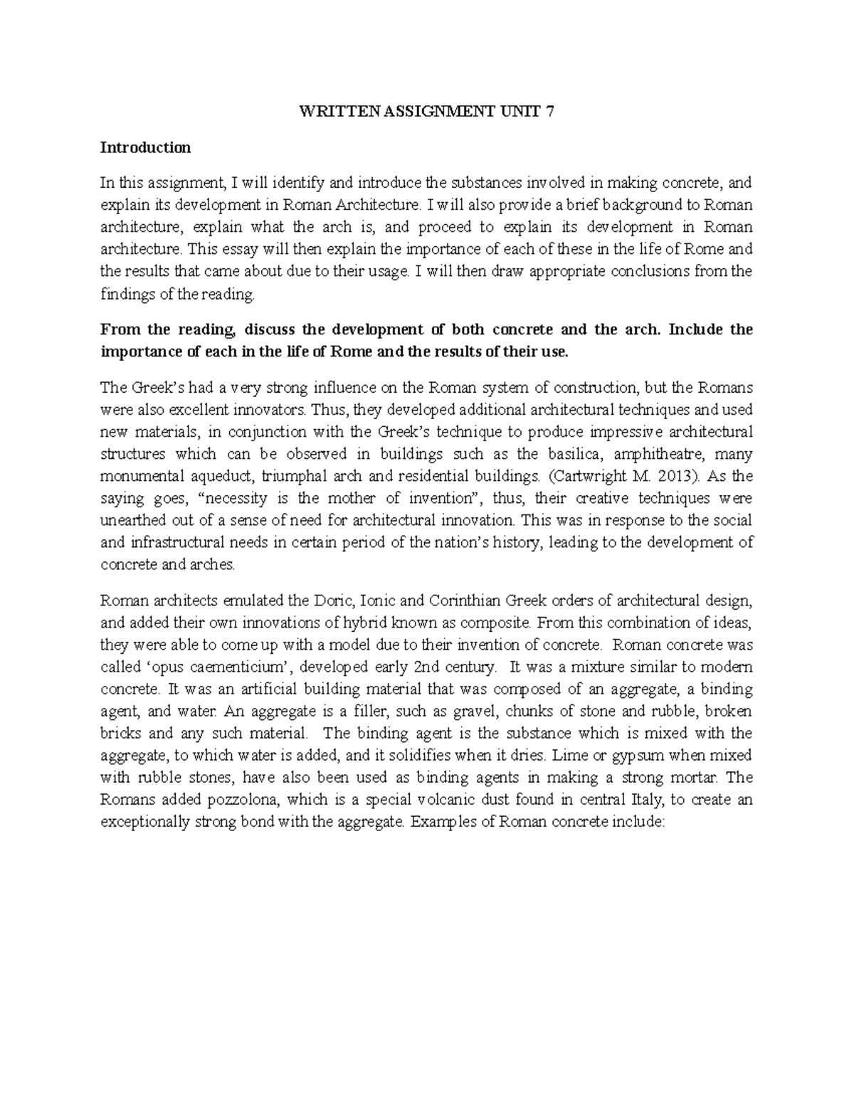 Written Assignment UNIT 7 - WRITTEN ASSIGNMENT UNIT 7 Introduction In this assignment, I will ...