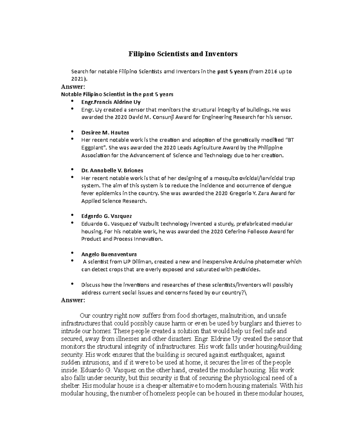 Filipino Scientists and Inventors - Answer: Notable Filipino Scientist ...