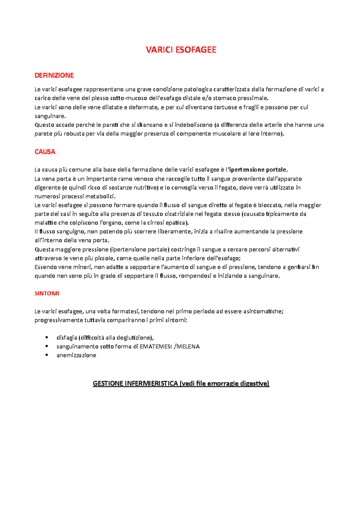 Varici Esofagee - VARICI ESOFAGEE DEFINIZIONE Le varici esofagee ...