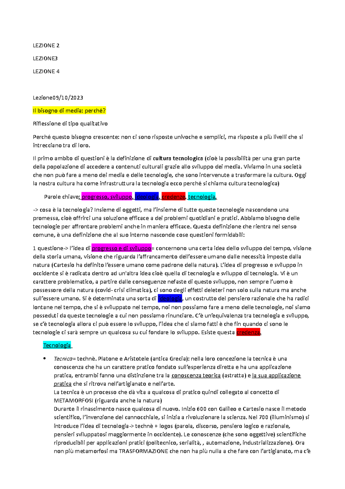 Teoria dei media appunti - LEZIONE 2 LEZIONE LEZIONE 4 Lezione09/10/ Il ...