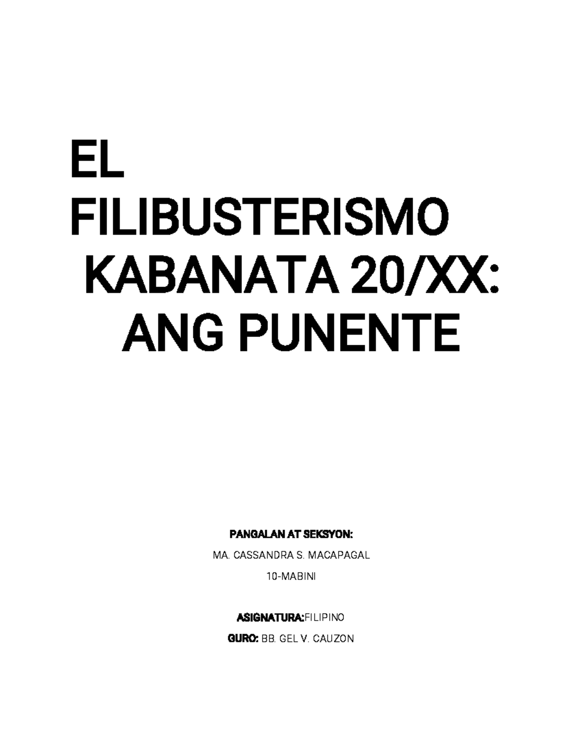 ENG 538 INCLUSIVE : Language Material Development - EL FILIBUSTERISMO ...