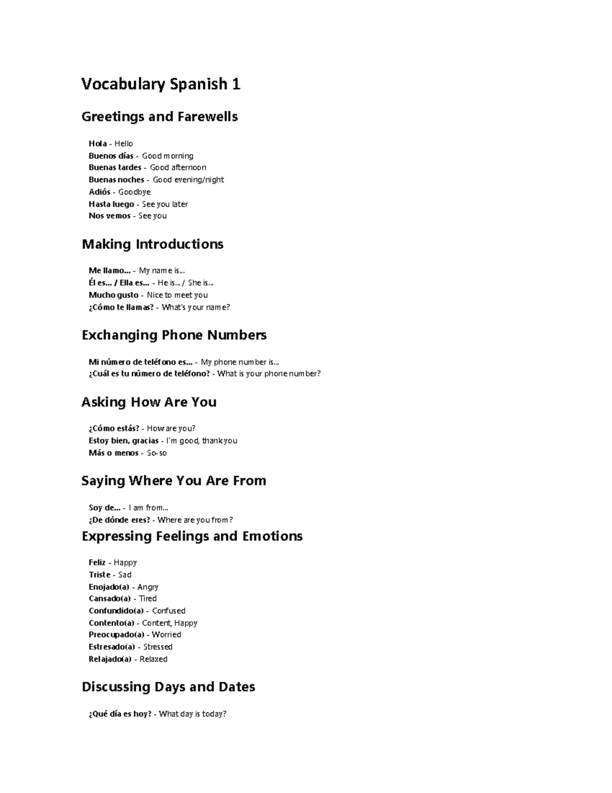 Vocabulary Spanish 1 - .. - My name is... Él es... / Ella es... - He is ...