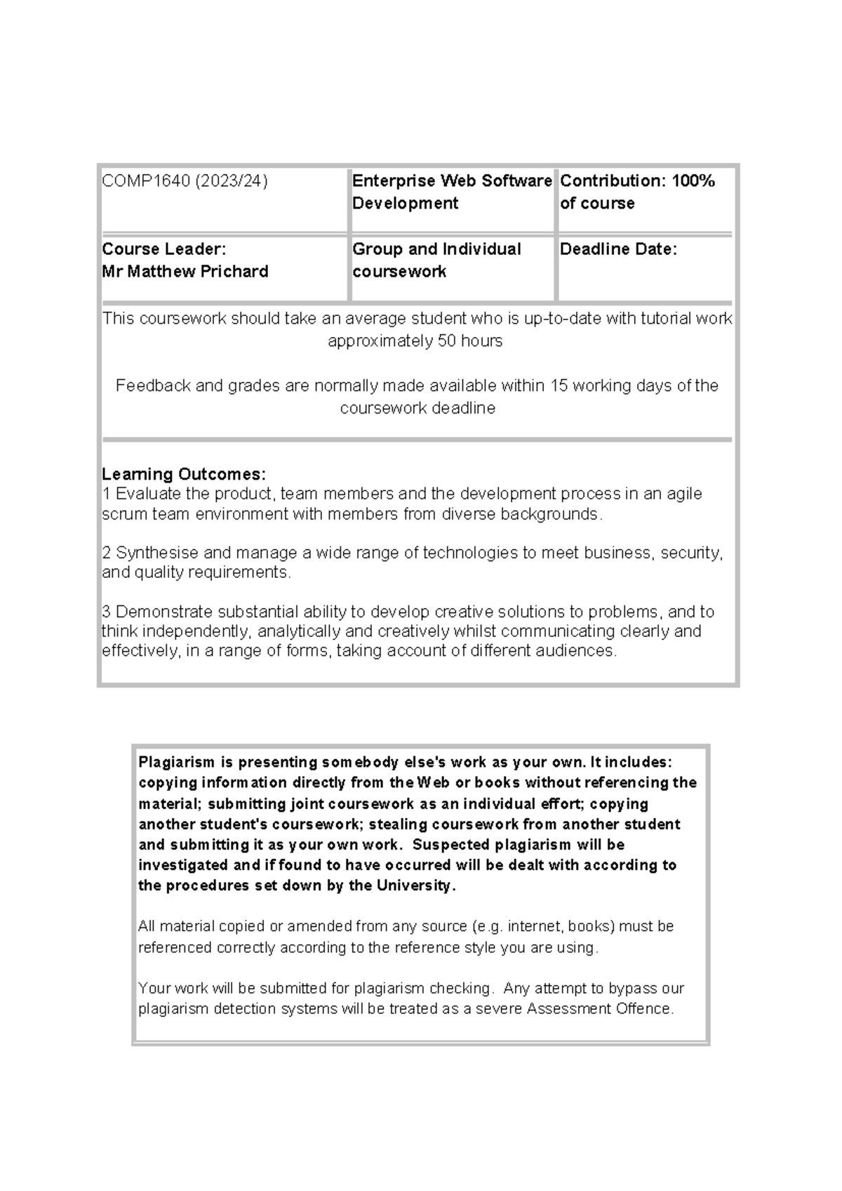 Enterprise Web Software Development - COMP1640 (2023/24) Enterprise Web Software Development ...