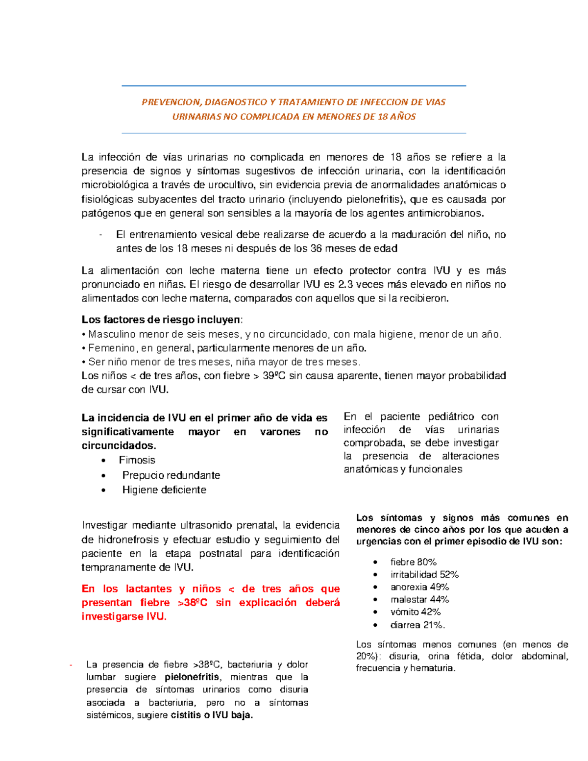 IVU pediatria - infeccion urinaria - PREVENCION, DIAGNOSTICO Y ...