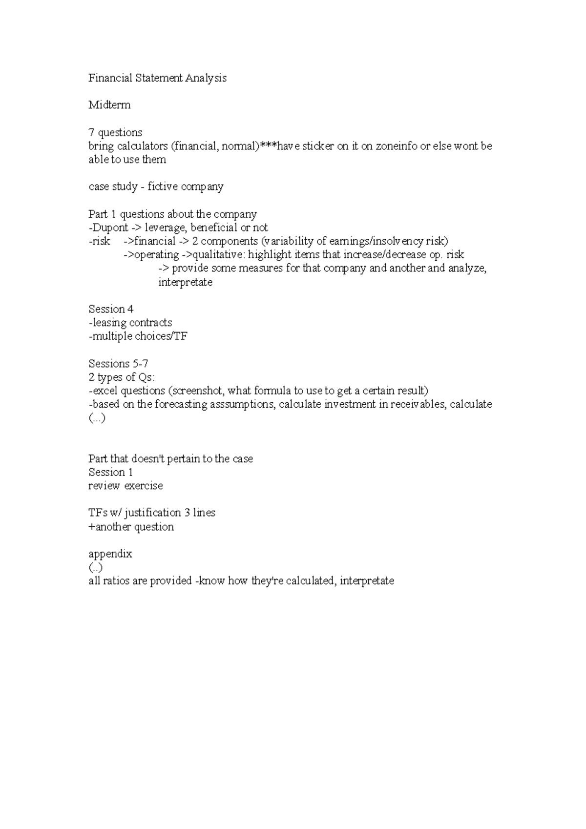 Financial Statement Analysis - Financial Statement Analysis Midterm 7 ...