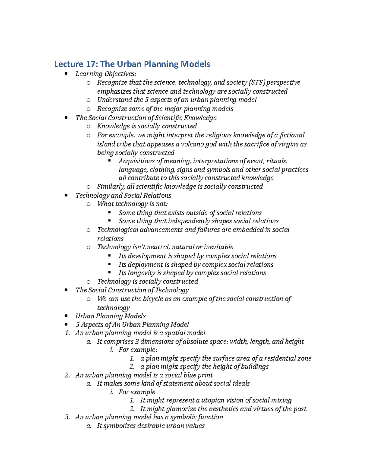 Urban Sociology - Lecture notes - Final - Lecture 17: The Urban ...