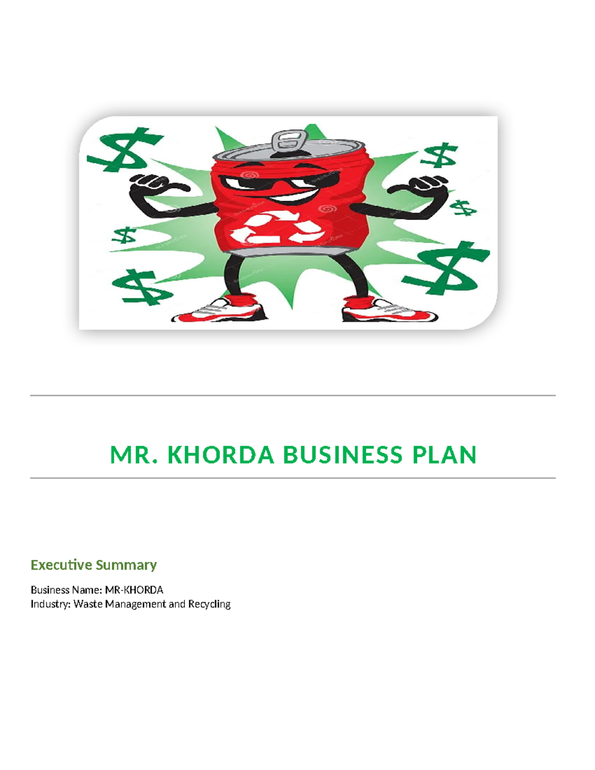 Business plan MR.khorda 17-9 - Executive Summary Business Name: MR ...