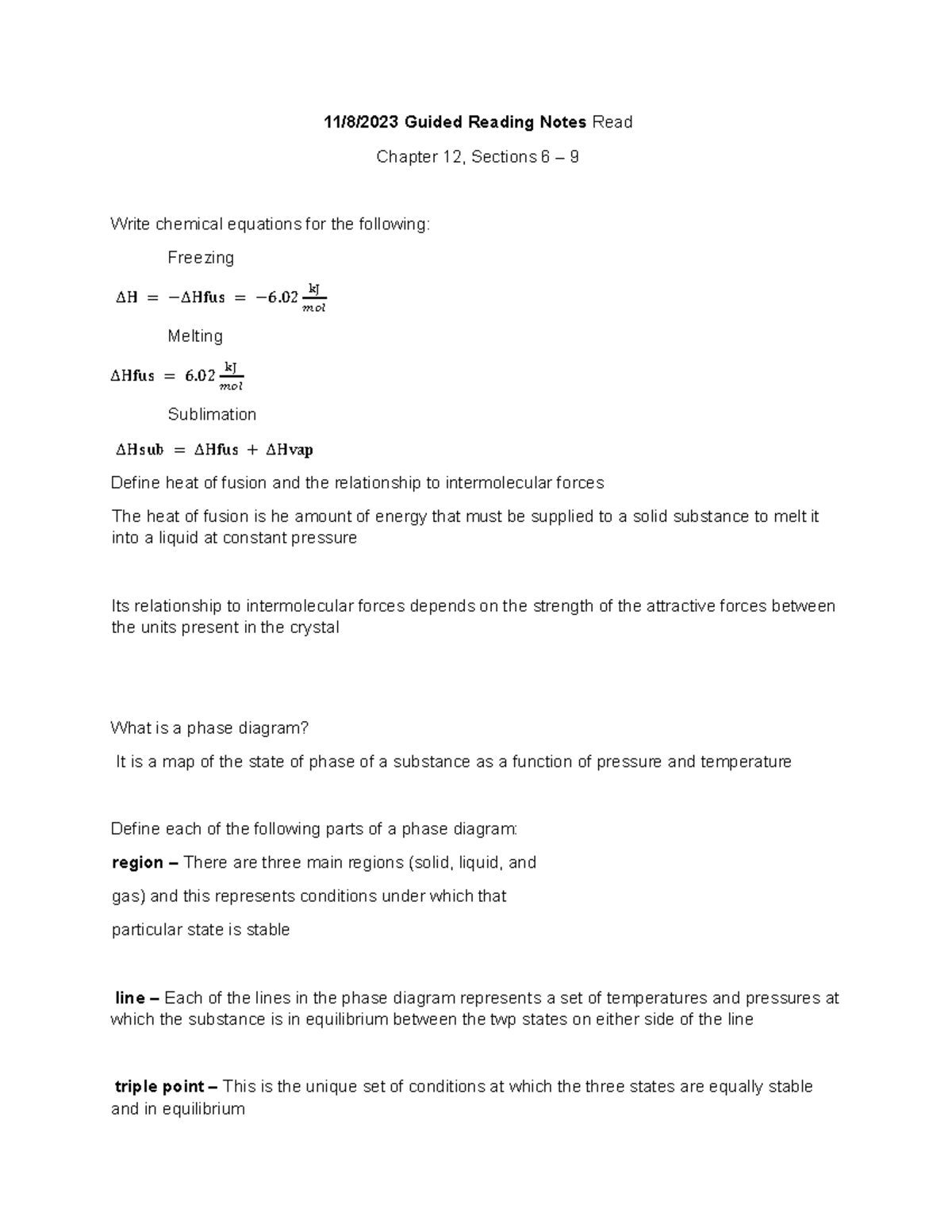 1108 Guided Reading Notes - 11/8/2023 Guided Reading Notes Read Chapter ...
